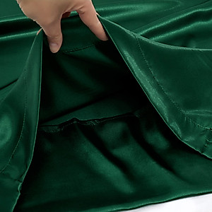 VACVELT 4pcs Extra Deep Pocket Satin Sheets Full Size Bed Set, Blackish Green Satin Sheet Set Fit 18-24 Inch Deep Pocket Mattress, Silky & Luxury Satin Bedding Set Soft & Ultra Deep Fitted Sheet Set