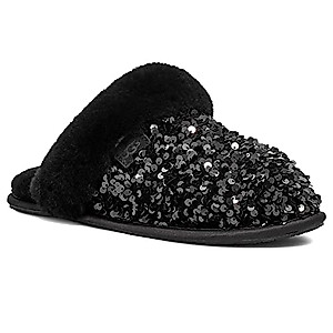 UGG Women's Scuffette Ii Chunky Sequin Slipper, Black, 5