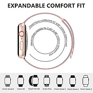 🌈🌈🌈OULUOQI for Apple Watch Band Series Ultra SE 8 7 6 5 4 3 2 1 38mm 40mm 41mm 42mm 44mm 45mm 49mm Women and Men, Stainless Steel Mesh Loop Magnetic Clasp Replacement for iWatch Band ( 38mm/40mm/41mm Rose Gold）