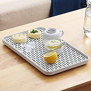 Bonilve Drain Board for Kitchen Counter, Dish Drain Tray 2 Tier Non Slip Serving Tray-White, Large Kitchen Dish Drying Rack with Drainboard Perfect for Sink, Coffee Table, Outdoor(8.85W x 15.35L)