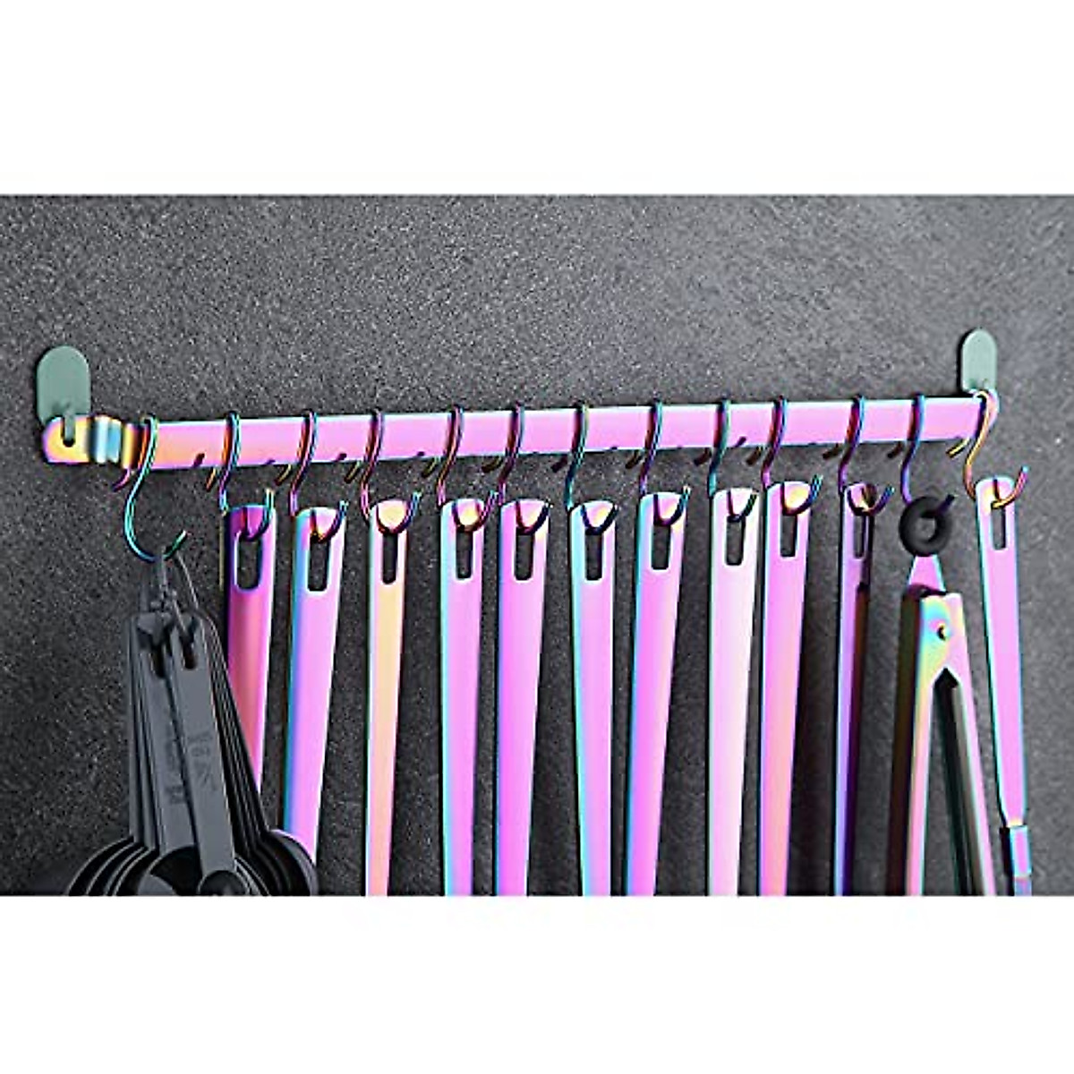 Rainbow Cooking Utensils Set, Kyraton Stainless Steel 37 Pieces Kitchen Utensils Set with Titanium Colorful Plating, Kitchen Tool Gadgets Set with Utensil Rack Heat Resistant Dishwasher Safe