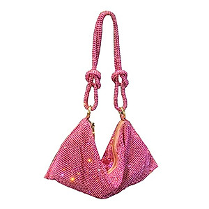 Rhinestone Hobo Bags for Womens Chic Sparkly Crystal Evening Handbag Shiny Purse Shoulder Bags for Travel Party Proms Gifts