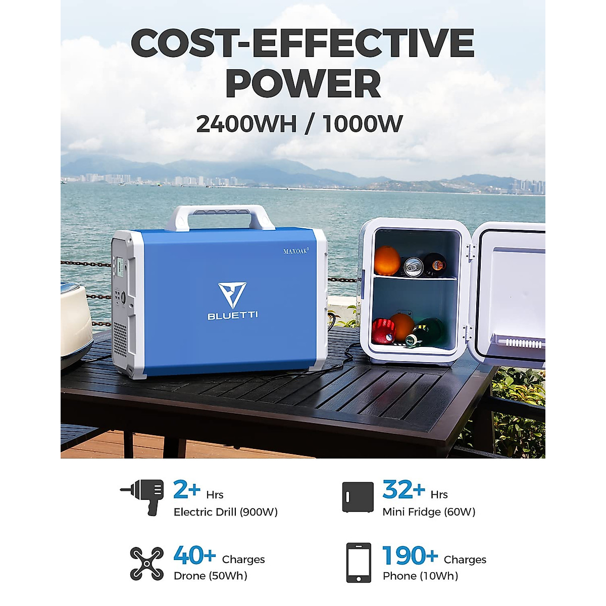 BLUETTI EB240 Portable Power Station 2400Wh/1000W Solar Generator, W/ 2 AC Outlets Emergency Battery Backup for Outdoor Camping RV Home Use