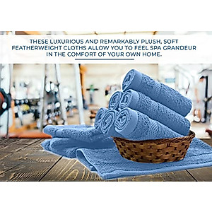 DAN RIVER 100% Cotton Face Towels 12 Pack - Premium Quality Washcloths Soft and Highly Absorbent Towels for Bathroom, Spa, Gym - Quick Dry Essential for Body and Daily Use 12x12 in, 600 GSM – M Blue