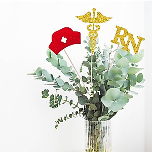 ALISSAR 15 Pcs Double Sided Glitter 2024 Nurse Graduation Party Centerpiece Sticks-Table Centerpiece for 2024 Nurse Graduation Party Decoration Party Supplies