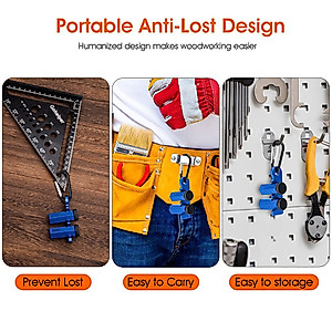 Smgda Tall Stair Gauges for Framing Square with Holder and Carabiner Stair Stringer Layout Knobs Tool for Carpentry Squares Stair and Rafter Gauge Clamps, Circular Saw (Black)