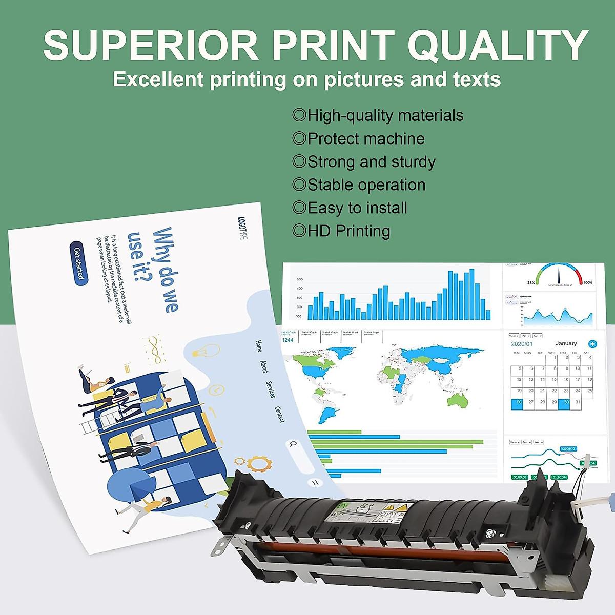 JUNTINE Remanufactured 126K36430 Phaser 6510 Fuser Unit Replacement for Xerox 126K36430 Fuser Kit for Phaser 6510 6510DN 6510DNI, WorkCentre 6515 6515N 6515DN 6515DNI Printers (100,000 Pages, 110V)