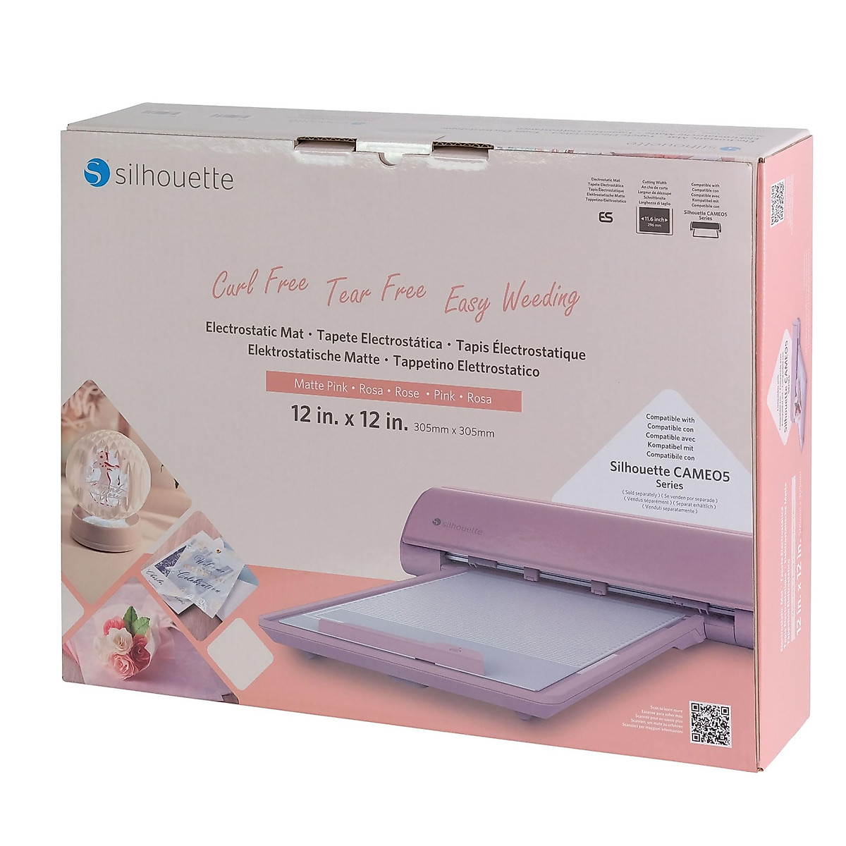 Silhouette Electrostatic Cutting Mat for use with Cameo 5 and Cameo 5 Plus models - 12 x 12 (Matte Pink)