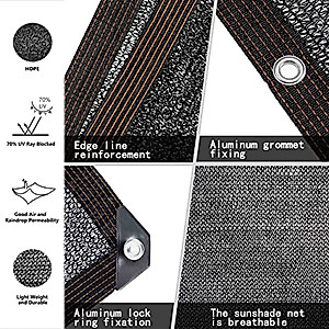 Tronssien 70% Black Shade Cloth, 12 x 6 FT Garden Sun Shade Netting. Durable Mesh Tarp with Grommets, Shading Anti for Garden, Greenhouse, Plants Growing, Outdoor Barbecue,Pergola etc.