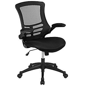 Flash Furniture Kelista Mid-Back Black Mesh Swivel Ergonomic Task Office Chair with Flip-Up Arms