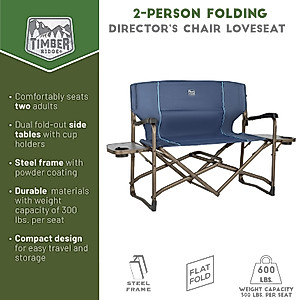 TIMBER RIDGE Director Chair, 16.54" x 37.8" x 35.04", Blue
