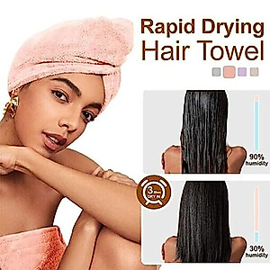RJDJ Beautidry Hair Drying Towel, Microfiber Hair Towel Wrap for Curly Hair, Towel Turban for Wet Hair, Hair Turbans for Wet Hair, Anti Frizz Head Towels Wrap (Pink+Apricot)