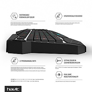 Havit Lammergeier LED Definable RGB 7 Backlit Programmable Wired Mute Gaming Keyboard (HV-KB346L)