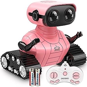 OMOZOMBB Robot for Kids Toy-Rechargeable Remote Control Robot Toys,Toy with Music and LED Eyes,Dance Moves,for Girls Toys Age 6-8 2-7 Pink Robot Toy - Shiny Pink