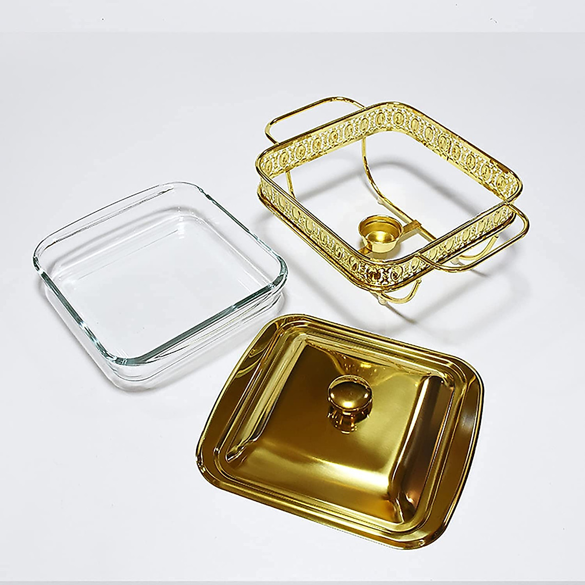 YRHH 1.8L Chafing Dish Buffet Set, Food Heating Container and Buffet Warmer Sets with Lid, Gold