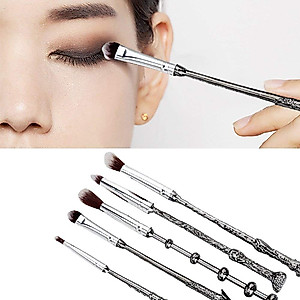 Wizard Wand Potter Makeup Brushes, 5sets Potter Makeup brushes Magic for Foundation Eye Shadow Eyeliner Blending Pencil Lip Brush Beauty Tools with Potter Snitch Gold Necklace
