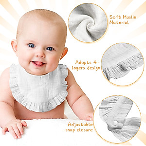 8 Pcs Muslin Baby Bibs Bandana Drool Bibs Absorbent Burp Gauze Cloths Adjustable Bibs for Toddler Infant Girls Boys Feeding (Bright Color)