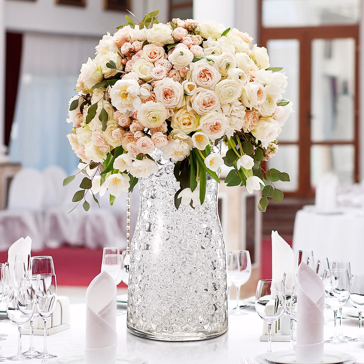 Inbagi 150, 000 Pcs Transparent Gel Water Beads Vase Filler Beads Crystal Water Growing Balls for Vases Jelly Balls for Floating Floral Candle Pearls Wedding Christmas Centerpiece