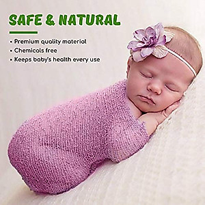 2 Pieces Newborn Baby Photography Props Long Ripple Stretch Wrap DIY Girl Boy Photo Props Blanket with Headbands (White + Purple)