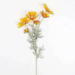 Artfen 6 Pcs Artificial Calliopsis Flowers Fake Silk Flower Table Kitchen Home Garden Party Wedding Decoration Approx 24'' High Warm Autumn Orange No Vase