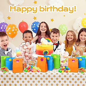 CHEPULA 50 Pack Paper Party Favor Bags,Kids Goodie Bags with 60 PCS Stickers Small Gift Bag for Birthday Party Baby Shower Favor Supplies（Size: 9.4" * 5.1" * 3.15" )