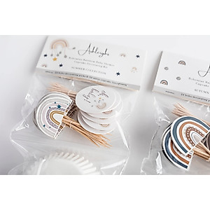 Ashleigh's Boho Rainbow Baby Shower Cupcake Topper Set: 24 Bohemian Rainbow Cupcake Picks & 50 Cupcake Liners, Gender Neutral Boy or Girl Summer Collection