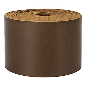 Ringsun 2 Inches Wide Flat Leather Straps for Crafts, Full Grain Leather Strips for Crafts, Tooling (2mm Thick 72.5 Inches Long Dark Brown)