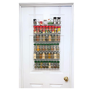 Evelots Over the Door Pantry Spice Rack Organizer -6 Tier -Holds up to 54 Spices- Adjustable Metal Baskets for Kitchen, Bathroom Storage & Organization (White) No Tool Easy Install