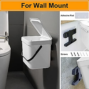 Yatmung Kitchen Garbage Can with Lid, Under Sink Trash Can with Lid Small Bathroom Trash Can for Bedroom/Bathroom Compost Bucket for Kitchen, 1.8 Gal(White)