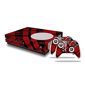 WraptorSkinz Decal Vinyl Skin Wrap Compatible with Xbox One S Console and Controllers - Red Plaid