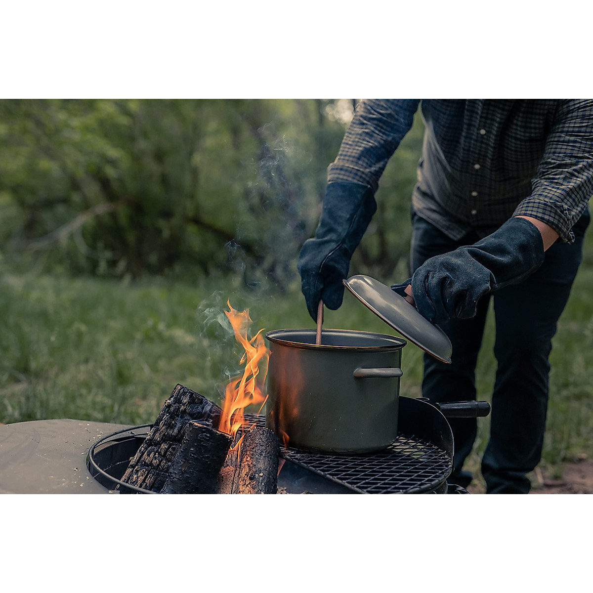 Barebones Enamel Stock Pot - Large Cooking Pot, Soup Pot, and Stock Pot - Enamelware Dishes for Outdoor Cooking (Slate Gray)