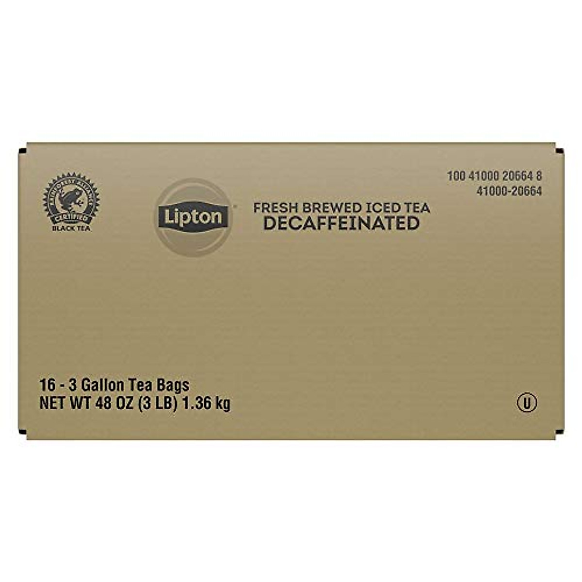 Lipton Decaffinated Tea Bags, Black Tea, Unsweetened Iced Tea, 3 Gallon-Sized Tea Bags(Pack of 16)