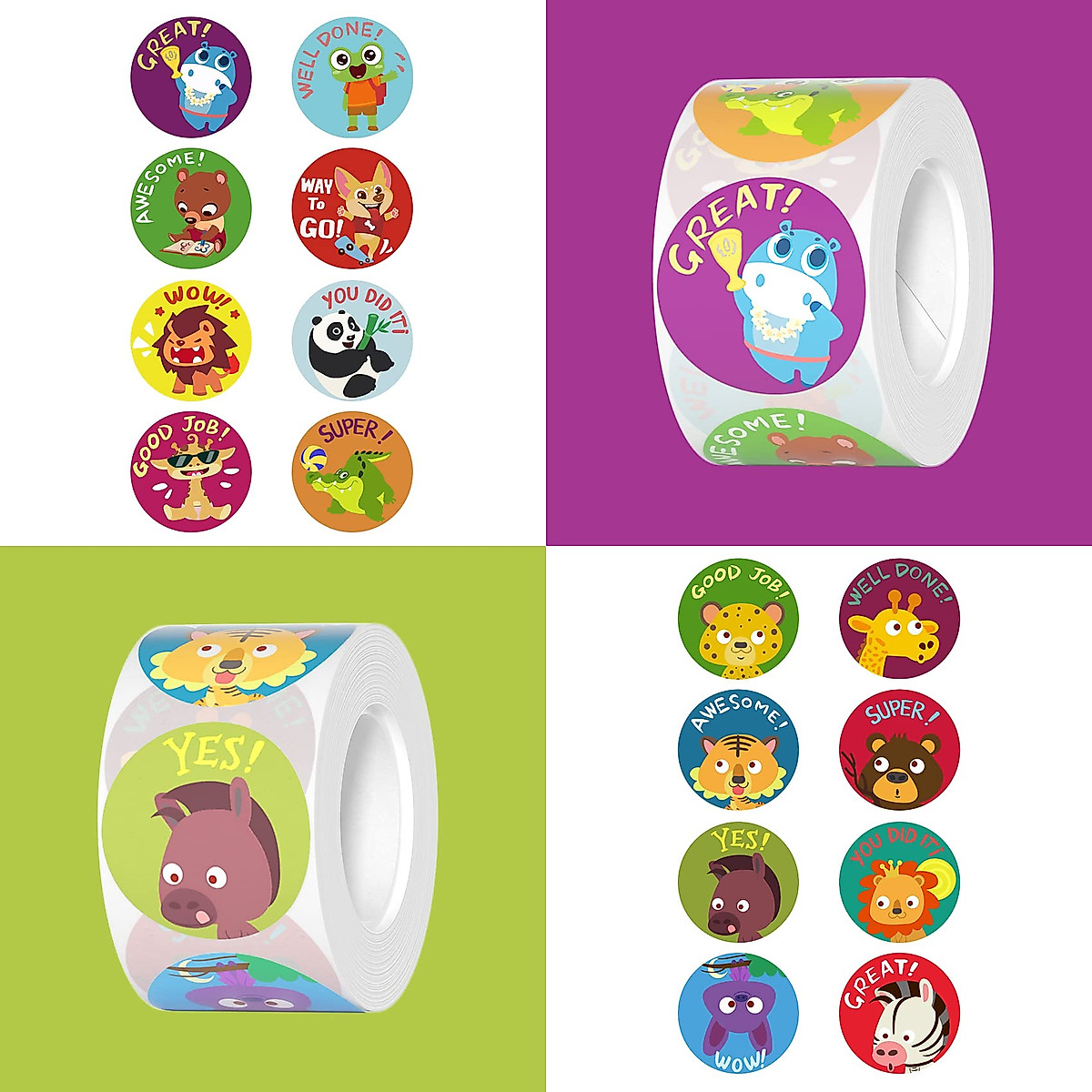 1000 PCS Incentive Stickers for Kids,1 Inch Animal Reward Stickers in 16 Designs.Teacher Supplies for Classroom,Potty Training Stickers,Encouraging Stickers,Motivational Stickers