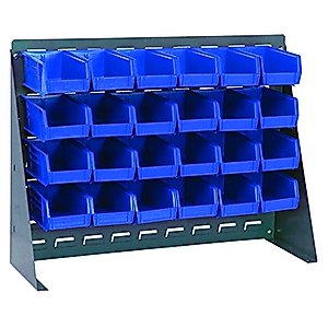 Quantum Storage Systems QBR-2721-220-24BL Ultra Bin Complete Bench Rack Package with 24 Ultra Bins, 27" x 8" x 21" , Blue