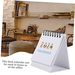 Gogogmee 1 2024 Mini Desk Calendar Table Top Decor Mini Calendar 2023-2024 Desk Calendar 2024 Decorative Standing Calendar Easel Flip Calendar White Calendar Desk Paper Clamshell Simple