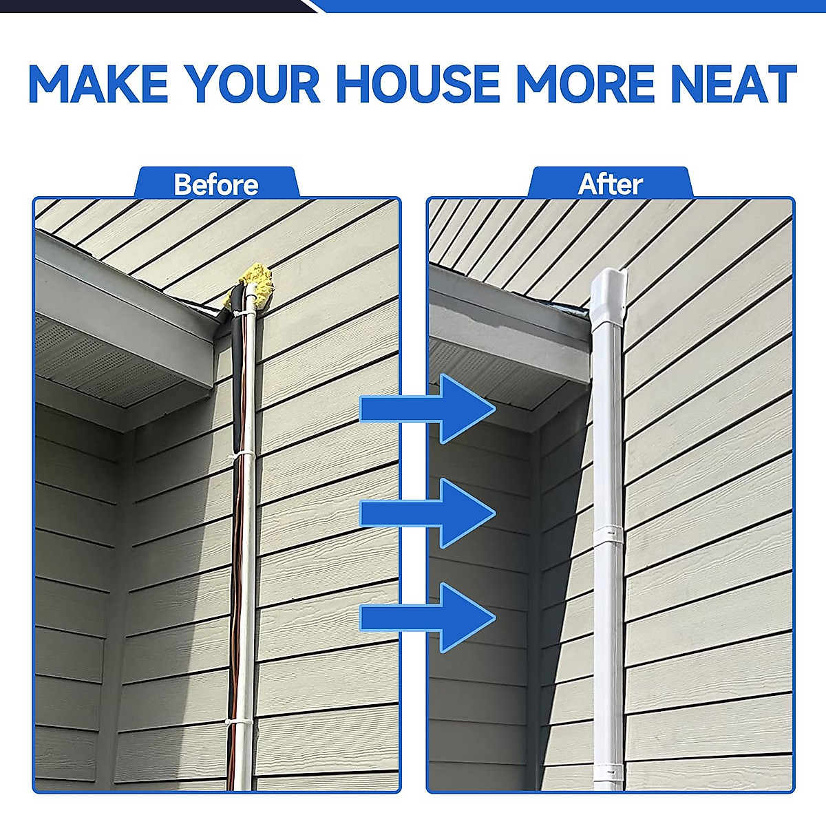 Cestluck 3'' 11 Ft Mini Split Line Set Cover, PVC & PP Line Cover Set Universal for Mini Split AC & Central AC