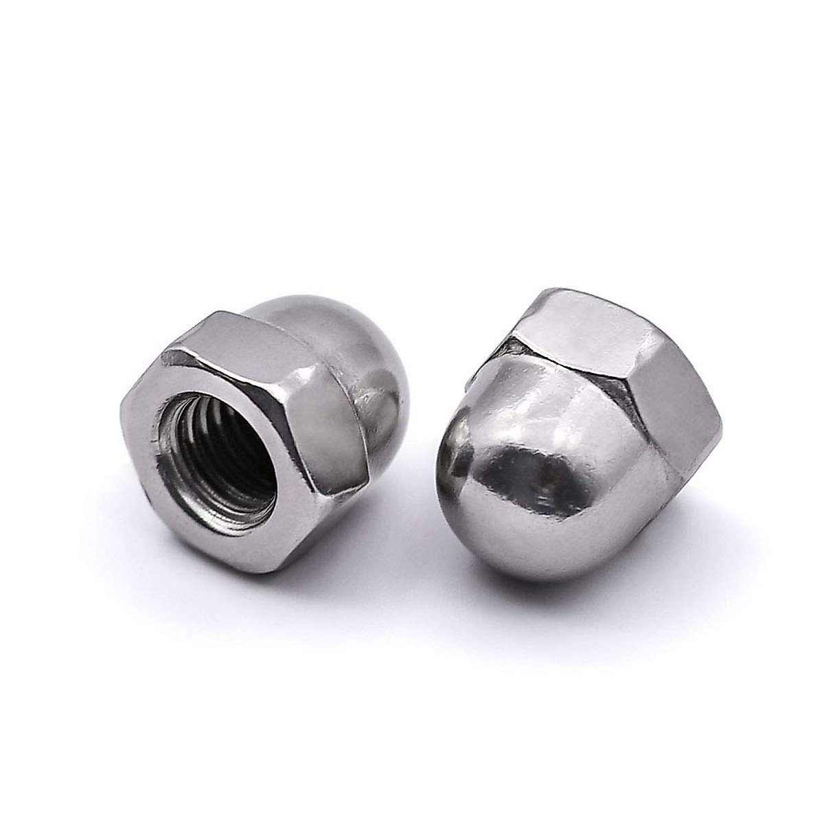 M6-1.0 (50 pcs) Acorn Hex Cap Nuts Metric Dome Head Nuts, 304 Stainless Steel 18-8, Plain Finish, DIN1587