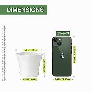 SwinDuck 4 inch Small Plant Pots, 28 Pack Plastic Planters with Drainage Holes and Saucers for Flowers Plants, Succulents, Seed Starting Pots, White