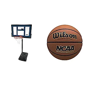 Lifetime 1529 Courtside Height Adjustable Portable Basketball System, 50 Inch, Black/Red/Blue, Standard & Wilson Sporting Goods Wilson NCAA Final Four Edition Basketball, Official - 29.5"