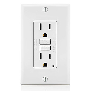 Leviton GFNT1-W Self-Test SmartlockPro Slim GFCI Non-Tamper-Resistant Receptacle with LED Indicator, Wallplate Included, 15-Amp, White