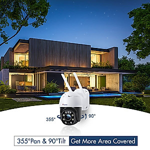 Ctronics 3G/4G LTE No WiFi Security Outdoor Camera with 30m Color Night Vision, 1080P PTZ 360° Digital Zoom Surveillance Camera Auto Tracking Human Detection Two-Way Audio IP66, SIM Card Included