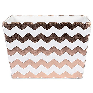 DII Hardsided Polyester Trapezoid Storage Bin, Chevron, Copper, Small
