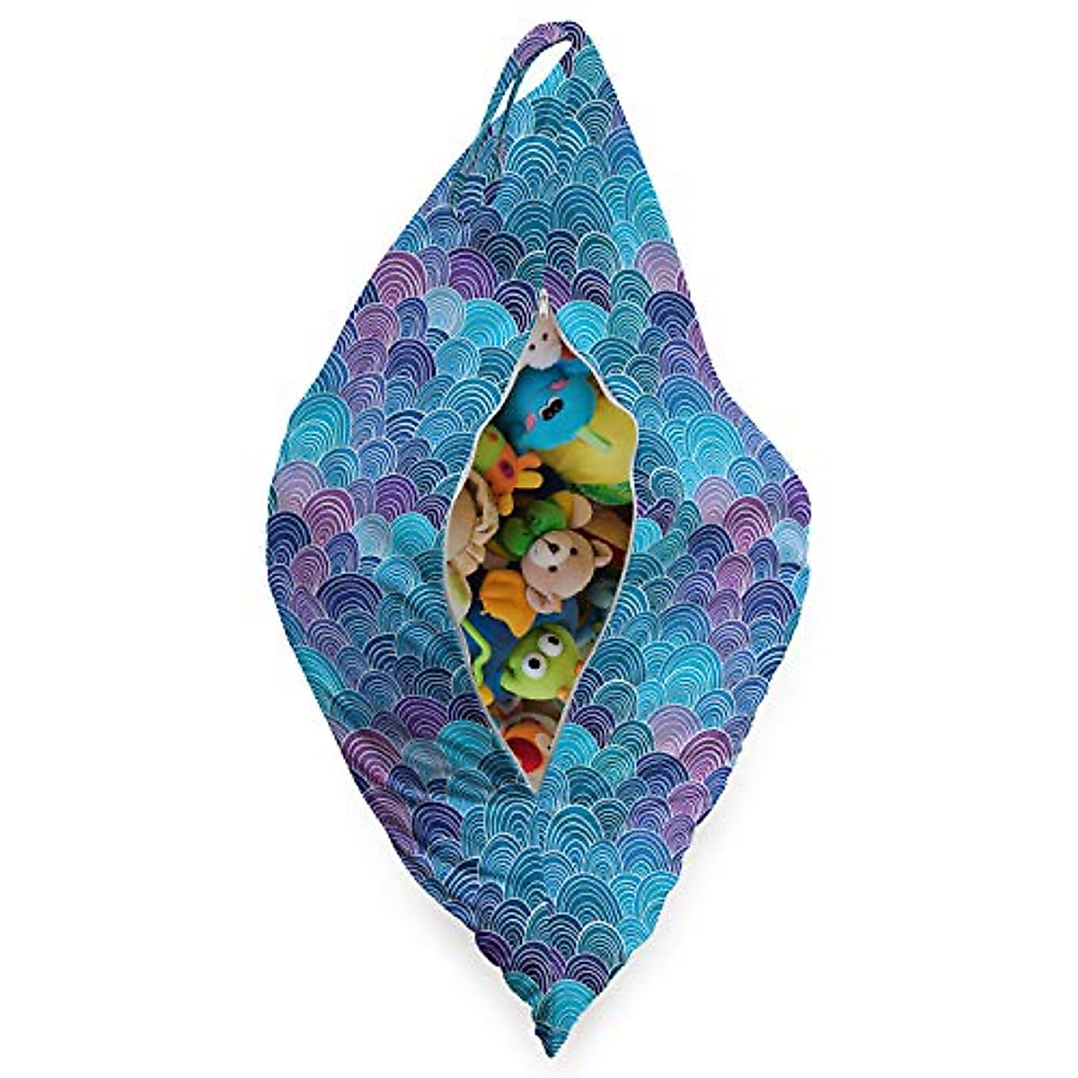 Lunarable Abstract Lounger Chair Bag, Hand Drawn Waves Half Circles in Violet Blue Tones, High Capacity Storage with Handle Container, Lounger Size, Lavender Sky Blue