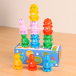 Snap-n-Learn Matching Dinosaurs, Toddler Stacking Sorting Toys, Educational Preschool Counting Dinos Learning Building Toy, Fine Motor Skills Learning Game Gifts for 18 Months 2 3 4 Year Old Boys Girl
