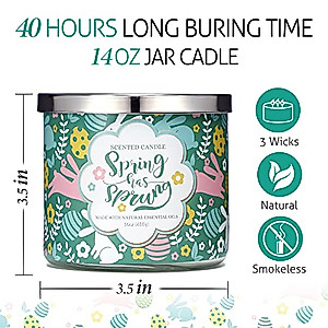 Easter Candle, Spring Jasmine Scented Candle, Large 3 Wicks, 14 oz