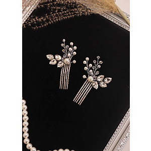 Kercisbeauty 2pcs Silver Hair Pins for Women Wedding Bridal Hair Piece Set Pearl Jewelry for Women Special Occasion