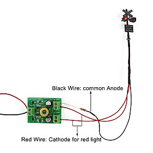 JTD1507RP 1 Set N Scale Railroad Train/Track Crossing Sign 2 Heads LED Made + Circuit Board Flasher-Flashing Red Train Stop on red Signal Lights Decoration and Party
