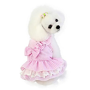 Small Dog Shirt Female Cotton Pet Dress Spring and Summer Pet Clothes Spring Cute Pet Supplies Cotton Peach Dress Bow Skirt