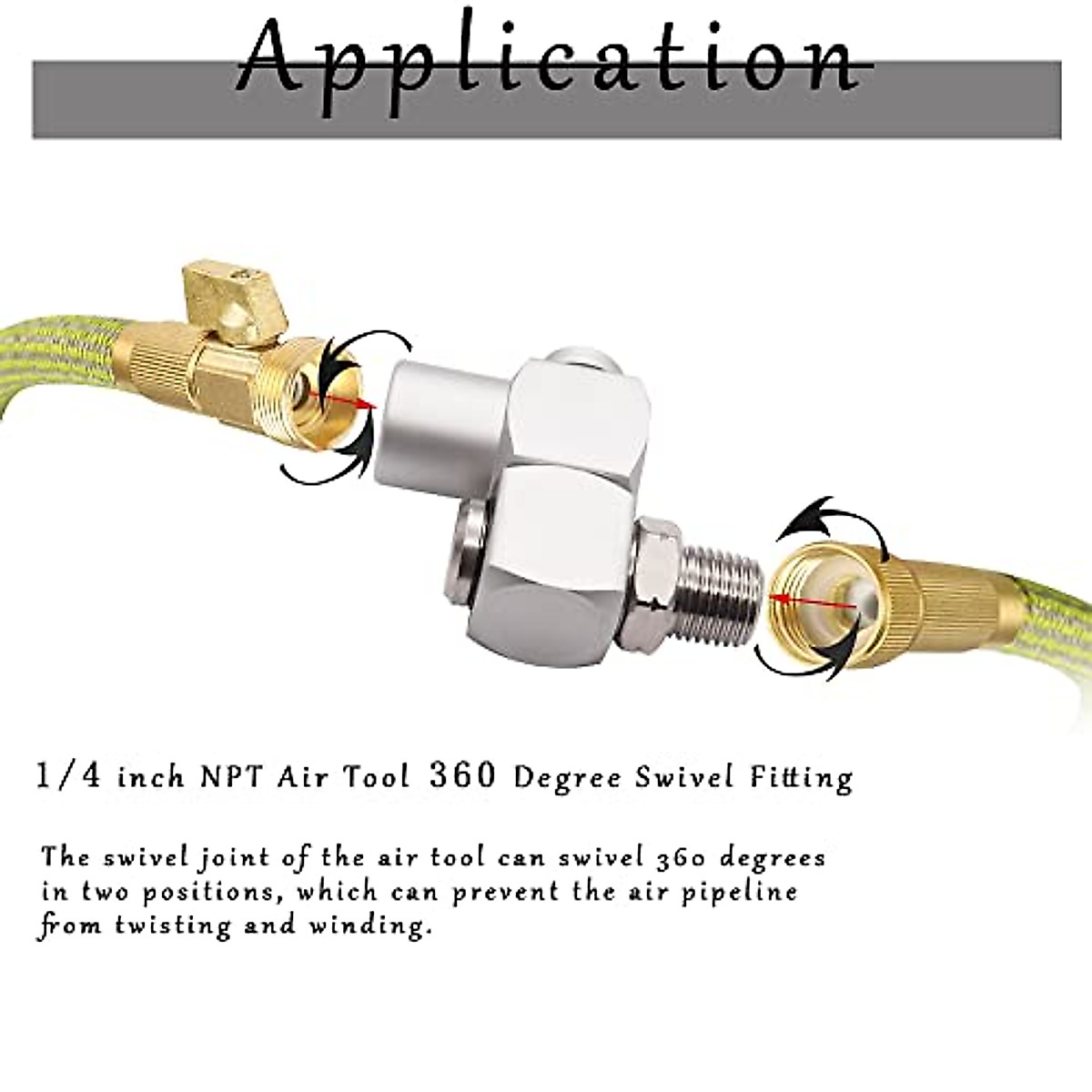 Ruibapa 4PCS 1/4Inch NPT Air Tool 360 Degree Swivel Fitting Portable Air Tool Adapter,Air Hose Connector P-020