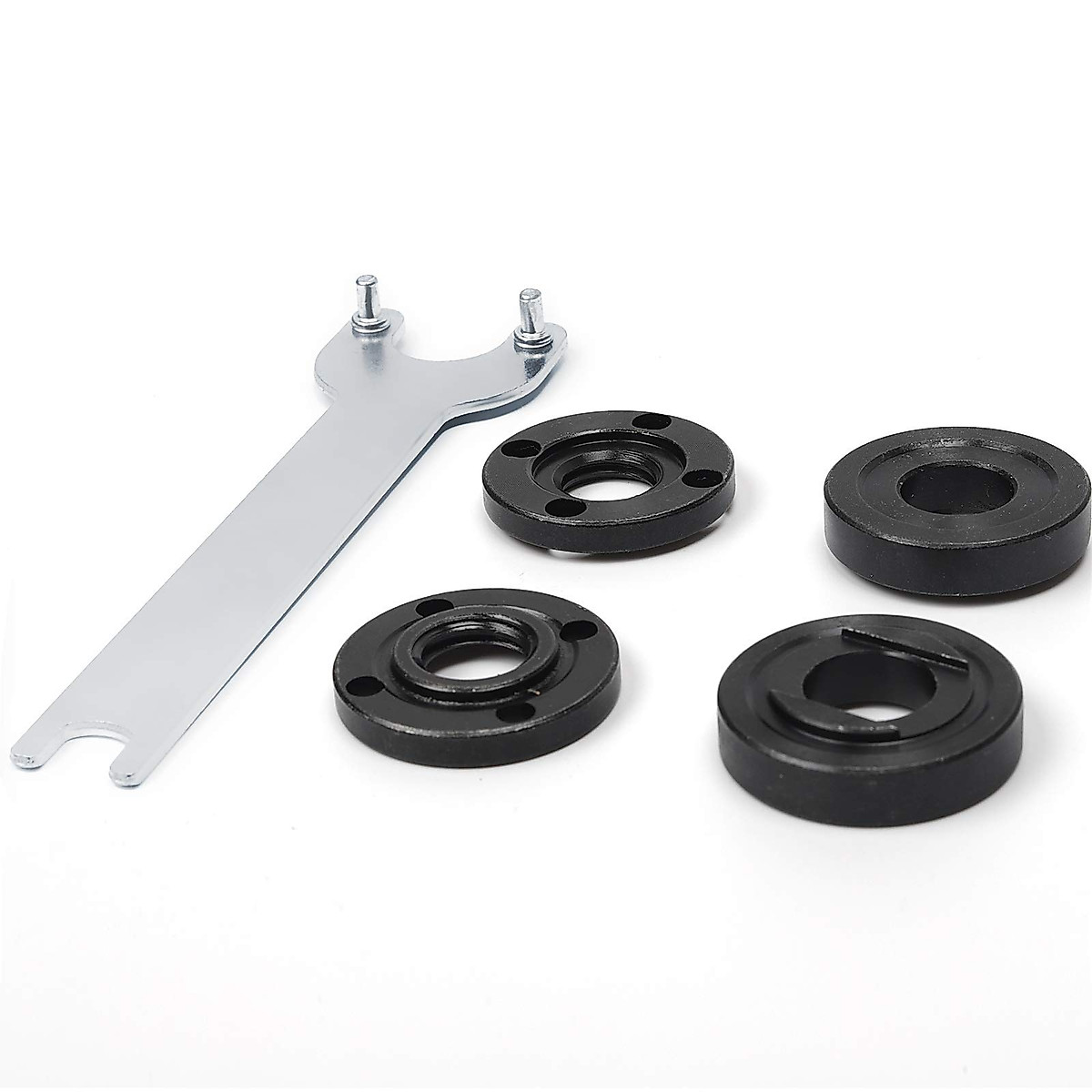 KOWOOD 4-1/2" 5" 5pcs Angle Grinder Flange Nuts with Spanner Compatible for Dewalt Makita Angle Grinder Flange with 5/8"-11 threaded shaft